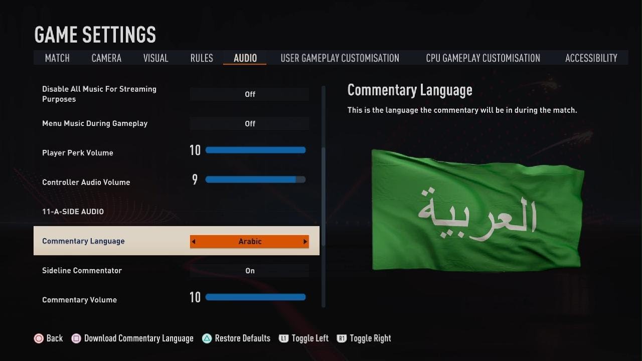 FIFA 23 FUT change commentary to Arabic - YouTube