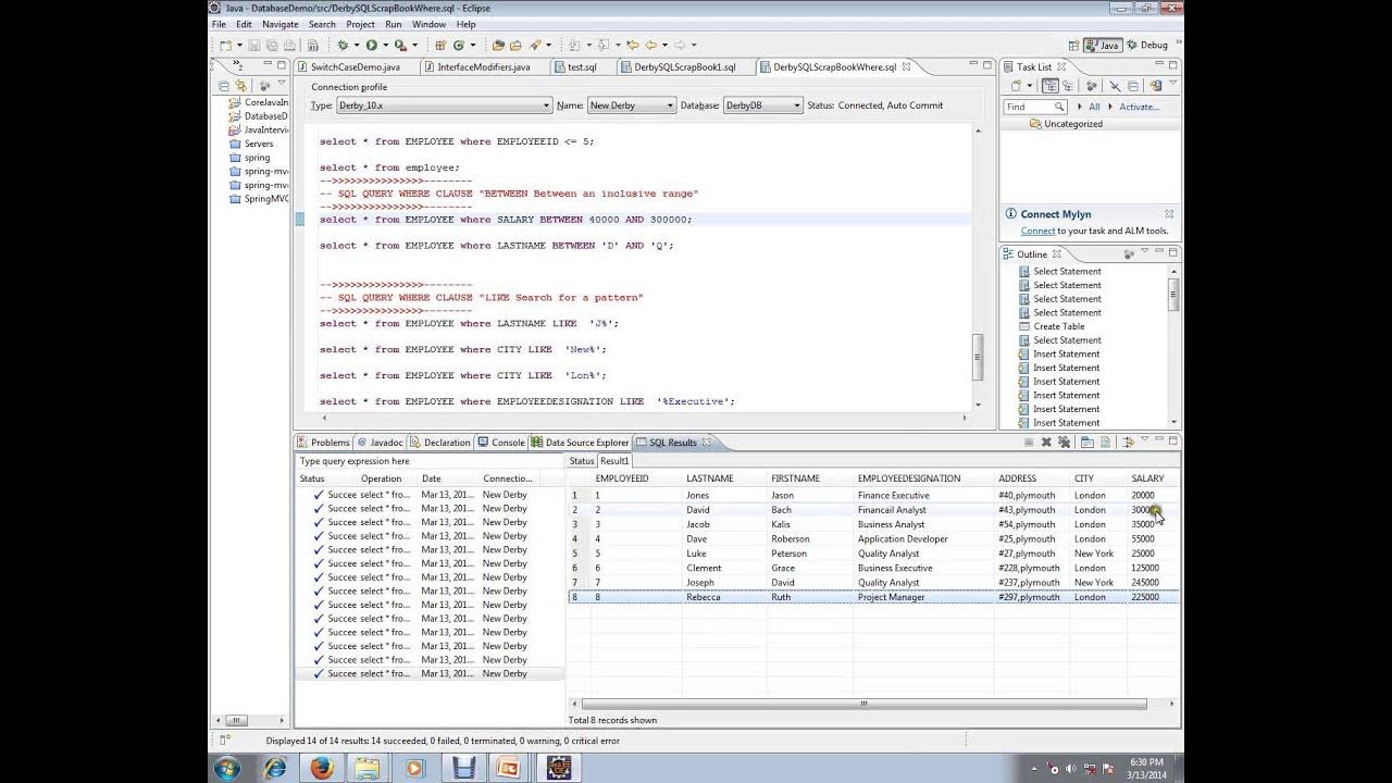 SQL QUERY WHERE CLAUSE BETWEEN INCLUSIVE - YouTube