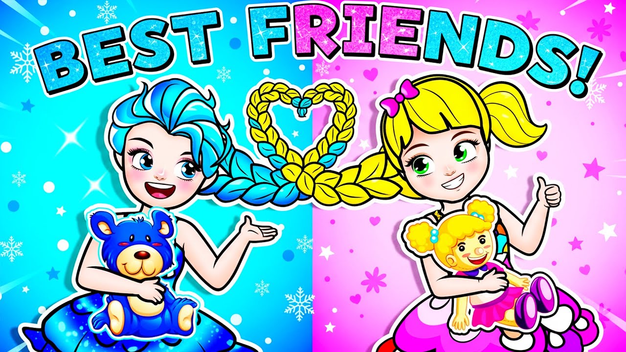 💖Paper DIY💖 Beautiful Story of Best Friends! Rapunzel Pink and Blue ...