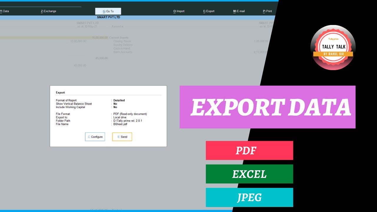 How To Export Data In Pdf Excel Jpg Xml Format In Tally Prime Export Data In Tally Prime How To Export Data In Pdf Excel Jpg Xml Format In Tally Prime Export Data In Tally Prime