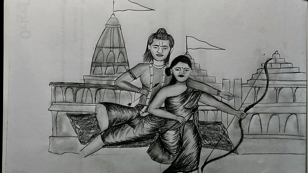 Shree Ram Sita drawing | Ram Mandir drawing | Ram Navami drawing # ...