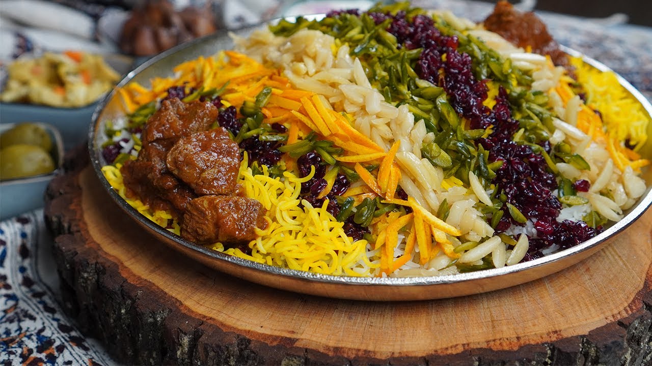 Juwelenreis mit Safranreis und Lamm | Gheymeh Nesar | قیمه نثار ...