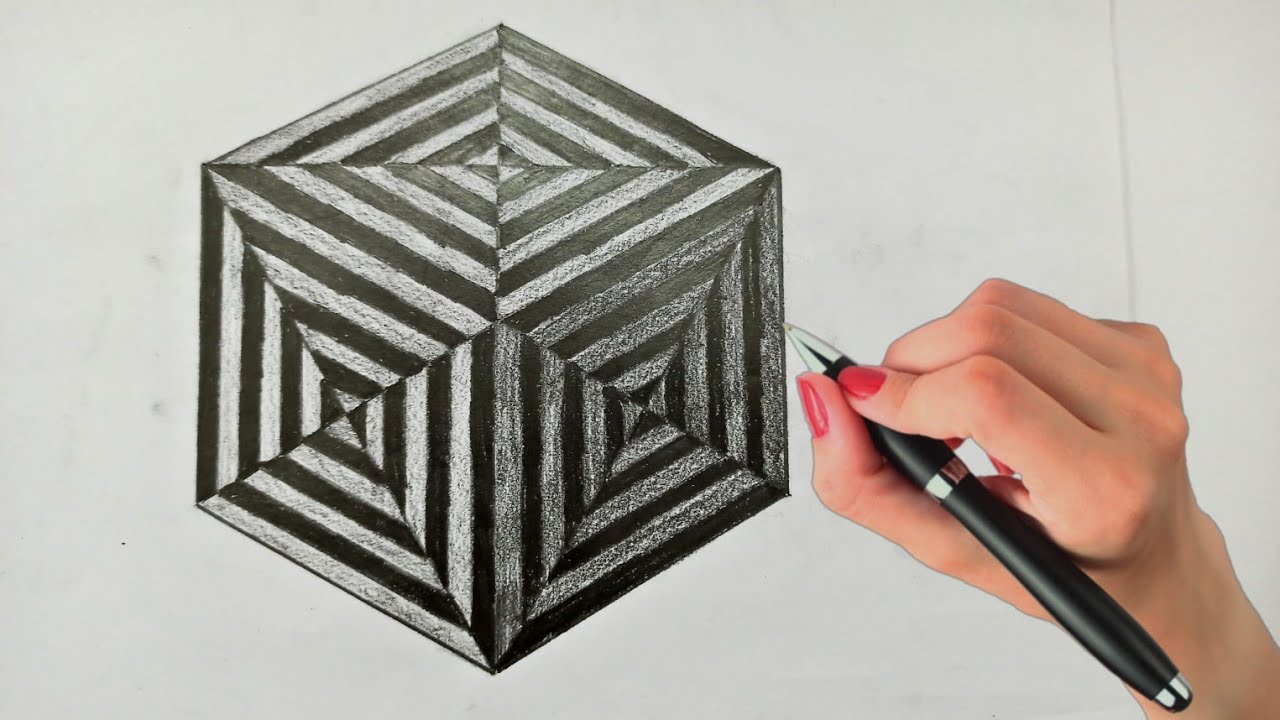Very Easy How To Drawing 3d Hexagon Anamorphic Illusion 3d Trick