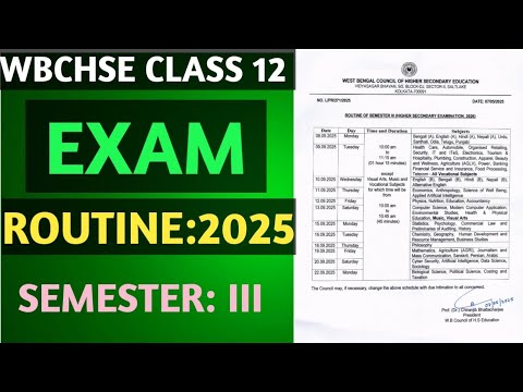 wbchse class 12 exam Routine semester 3//west Bengal board class 12 ...