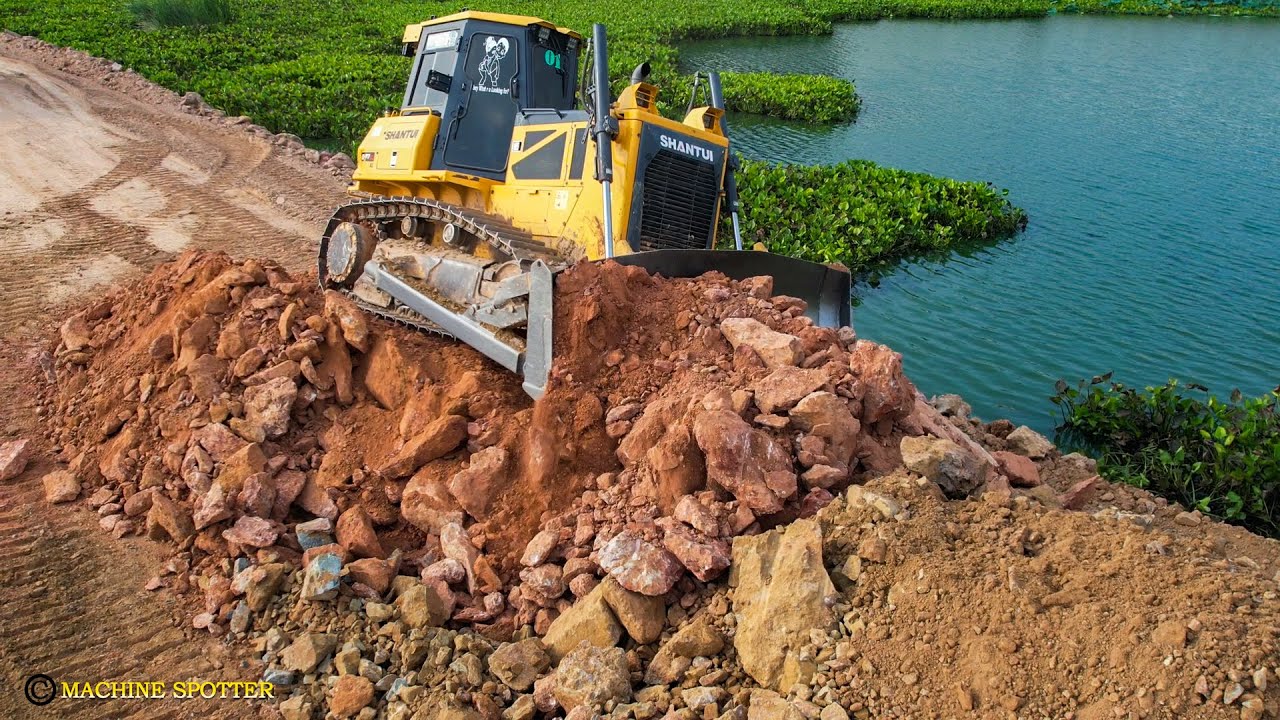 Incredible Skill Driver Dozer DumpTruck Showing Push Spreading Dirt ...
