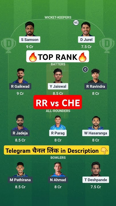 RR vs CHE Dream11 Team Prediction Today | CHE vs RR Dream11 | RR vs CHE Dream11 Team Today Match ...
