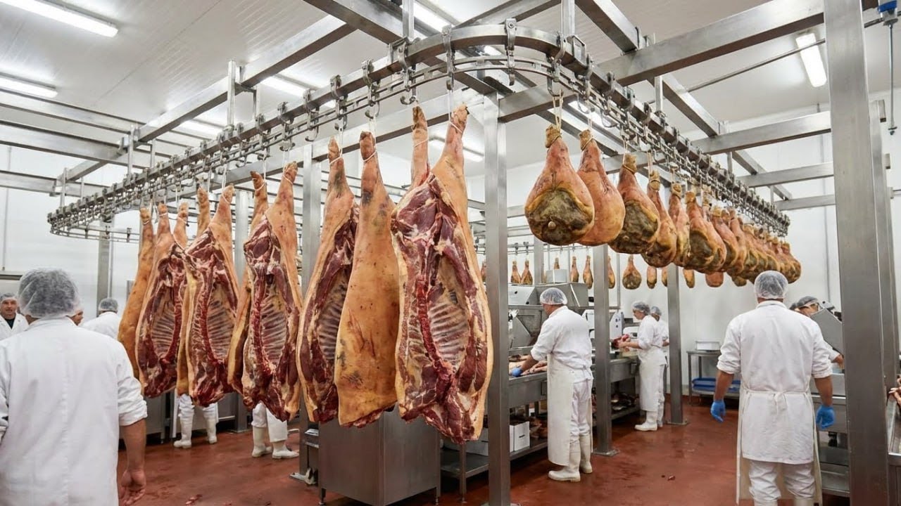 Automated Meat Factory: Smart Pork Processing Systems - YouTube