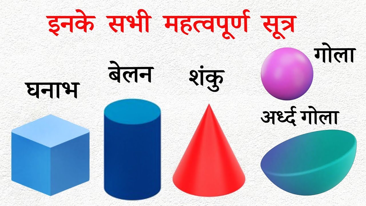 Ghan, ghanabh, belan, shanku, gola, ardh gola ke sabhi sutra formula ...