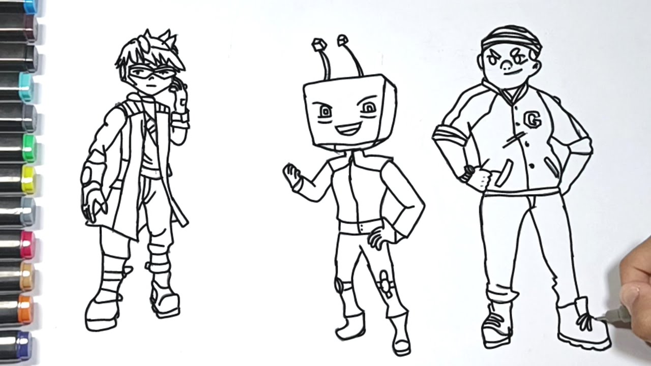 menggambar dan mewarnai teman-teman Boboiboy - YouTube