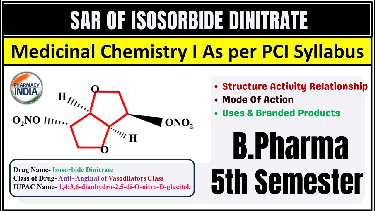 SAR OF ISOSORBIDE DINITRATE | 5 SEM | MEDICINAL CHEMISTRY #medicinalchemistry #bpharma - YouTube
