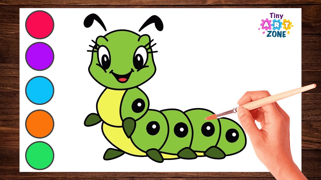 How to Draw Cute Caterpillar Easy for kids / Tiny Art Zone - YouTube