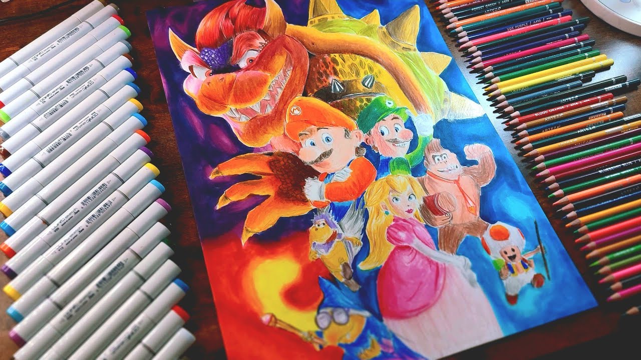 Drawing Super Mario Bros. Movie Poster using colored pencils | Jimmyart ...
