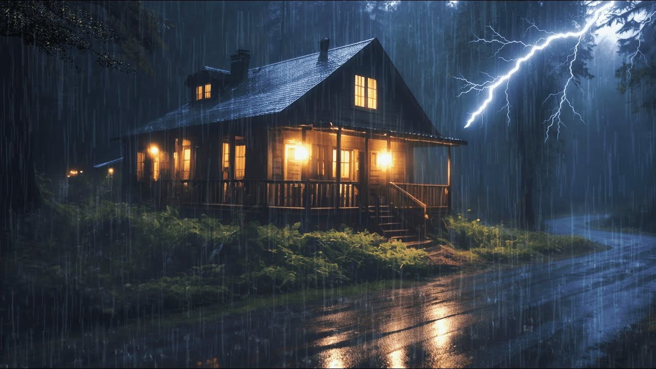 HEAVY RAIN with DEEP THUNDER Sounds | Peaceful Thunderstorm for ...