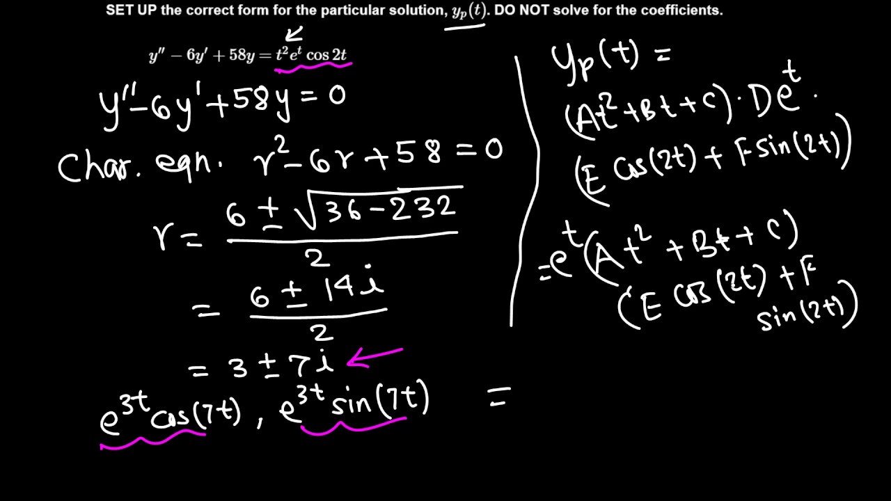 Diff Eqn: Set up a particular solution 7/8 - YouTube