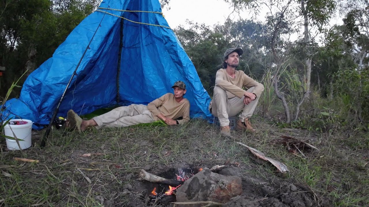 NO FOOD SURVIVAL CHALLENGE in a= GIANT TARP TEEPEE ??? - YouTube