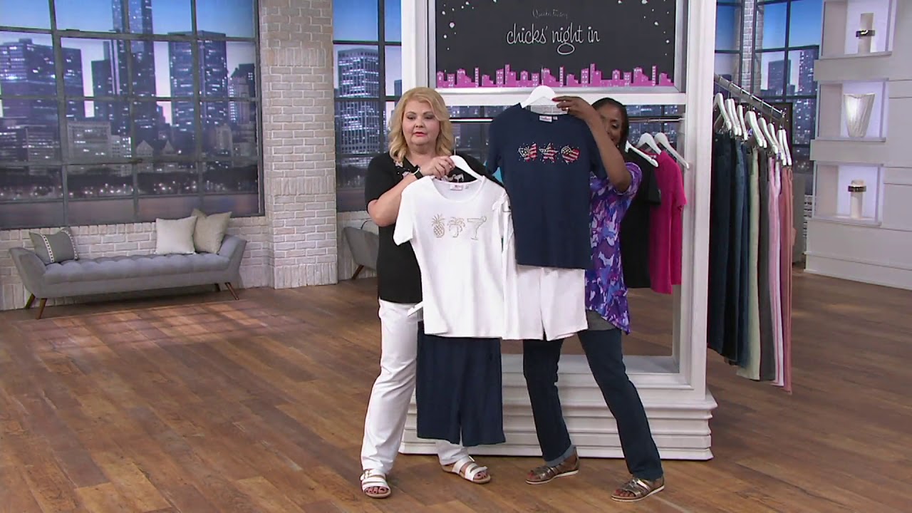 Quacker Factory Summer Smiles Pearl T-Shirt & Bermuda Short Set on QVC ...
