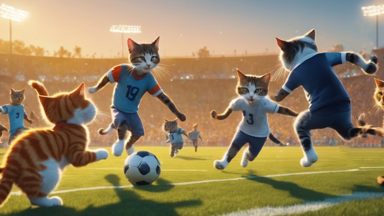 Cats playing football, Best entertaining and funny cat video - YouTube