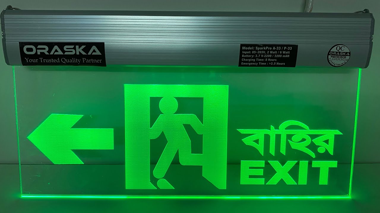 Oraska Emergency Exit Sign Light with 3 hrs backup #ORASKA emergency ...