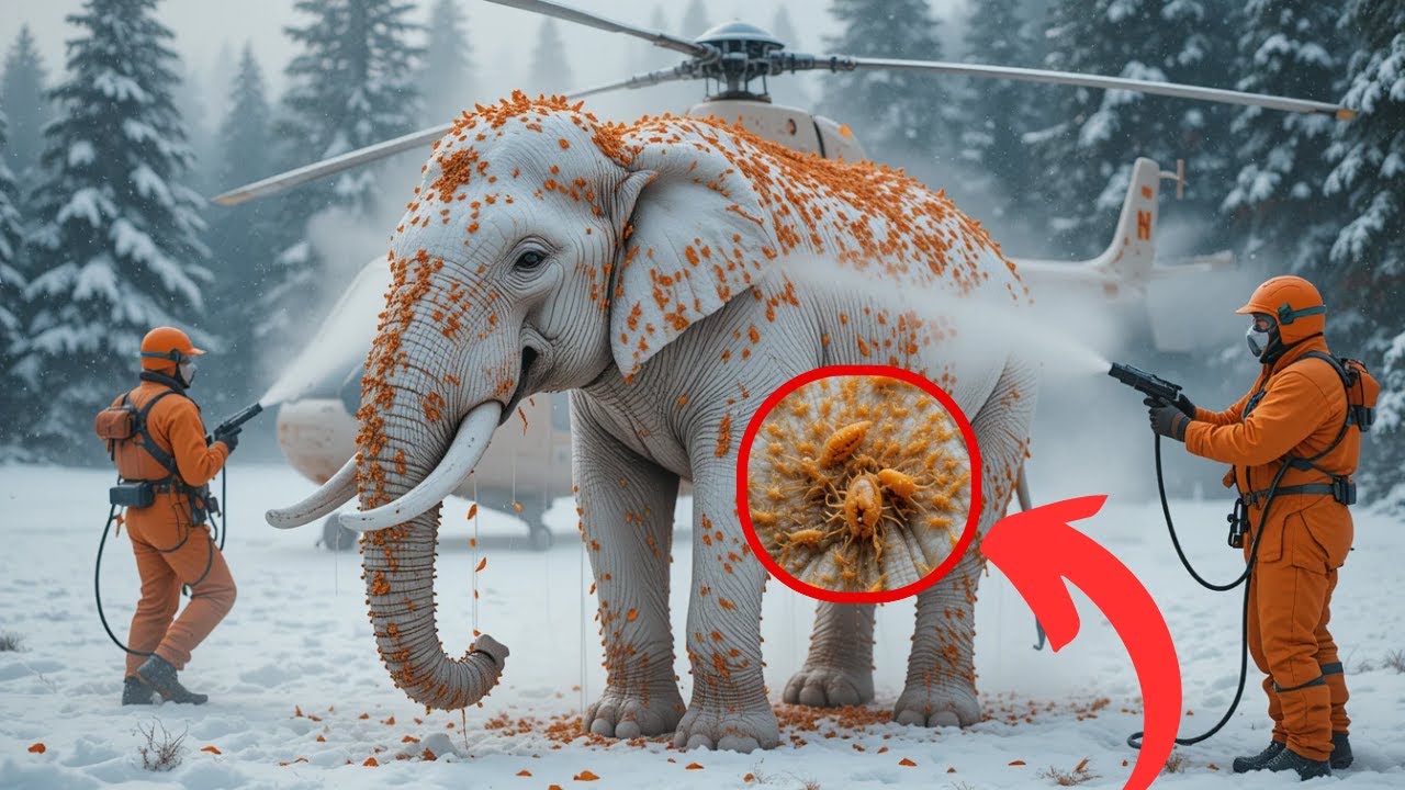 White Elephant Infected by Milions of Orange Parasites: A Miraculous ...