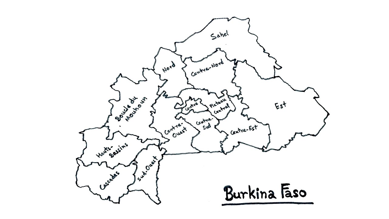 How to draw Burkina Faso map with provinces - YouTube