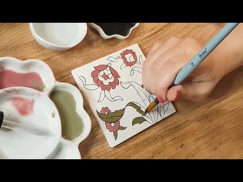 ÇİNİ YAPIMI | HATAİ ve GONCA | Karo Çizimi ve Boyaması | Çini Nasıl Yapılır?  #seramik #çini