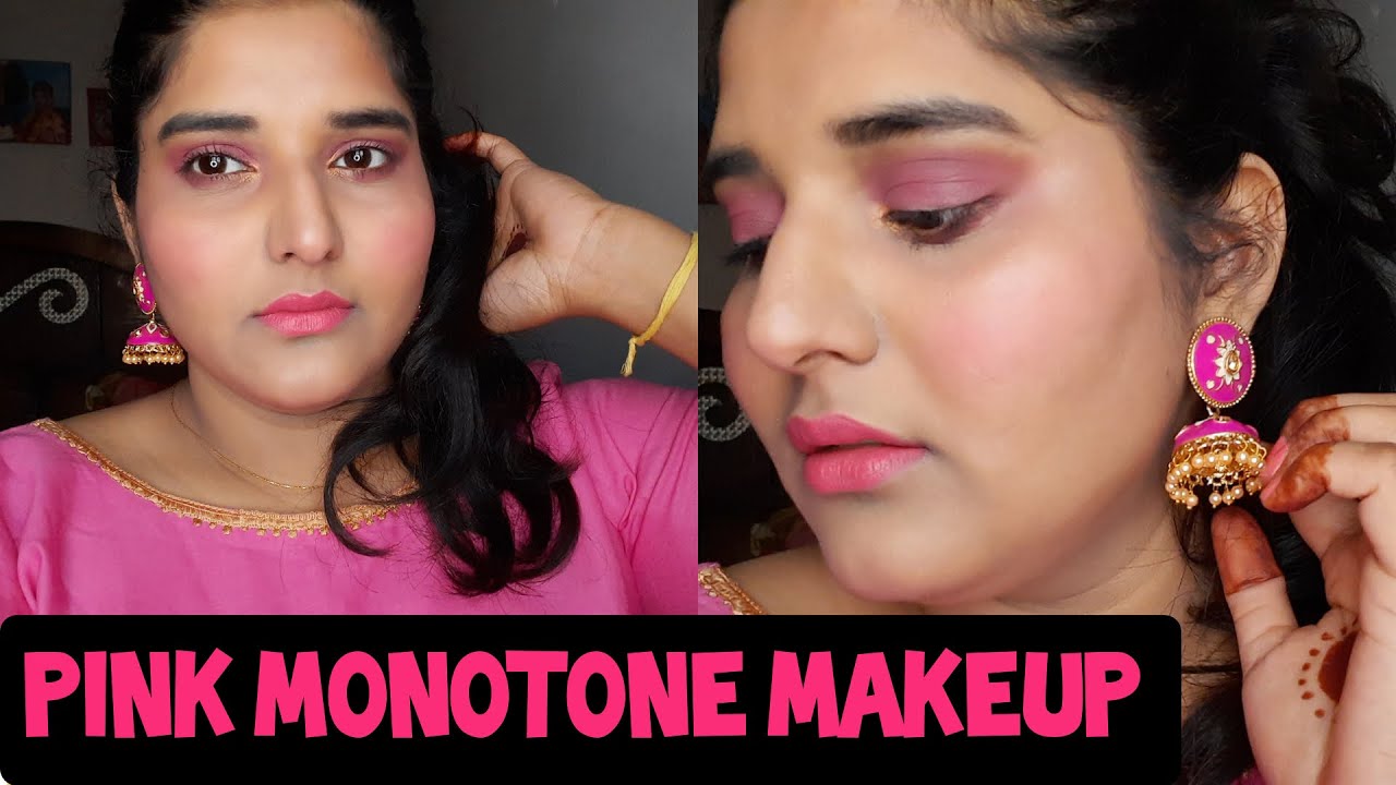 PINK MONOTONE MAKEUP FOR BEGINNERS | NO FOUNDATION makeup - YouTube