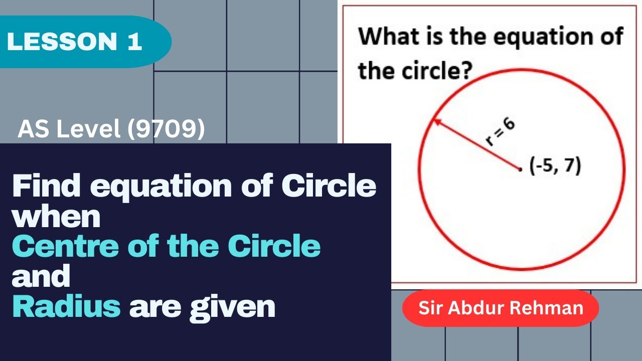 Find equation of Circle when centre of the circle and radius are given ...