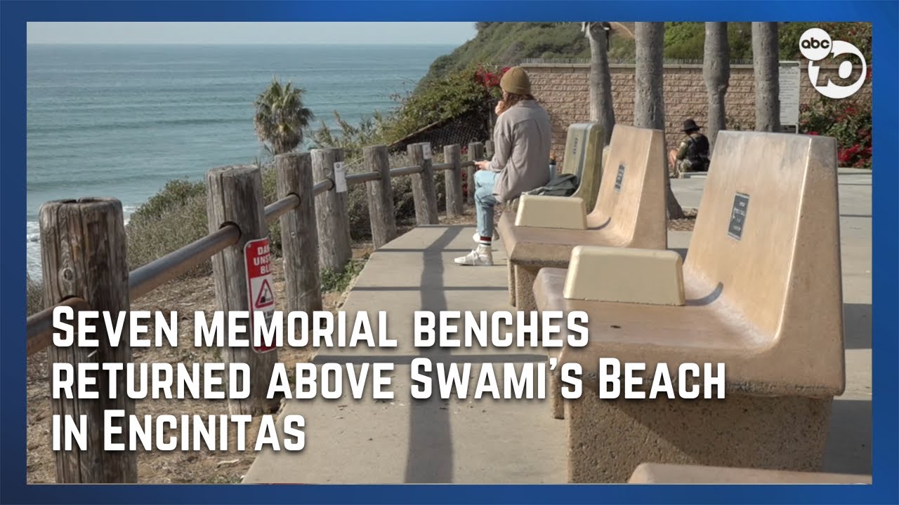 Seven benches returned above Swami's Beach in Encinitas - YouTube