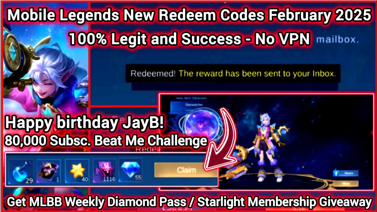Mobile Legends New Redeem Codes February 2, 2025 MLBB Diamond Codes ...