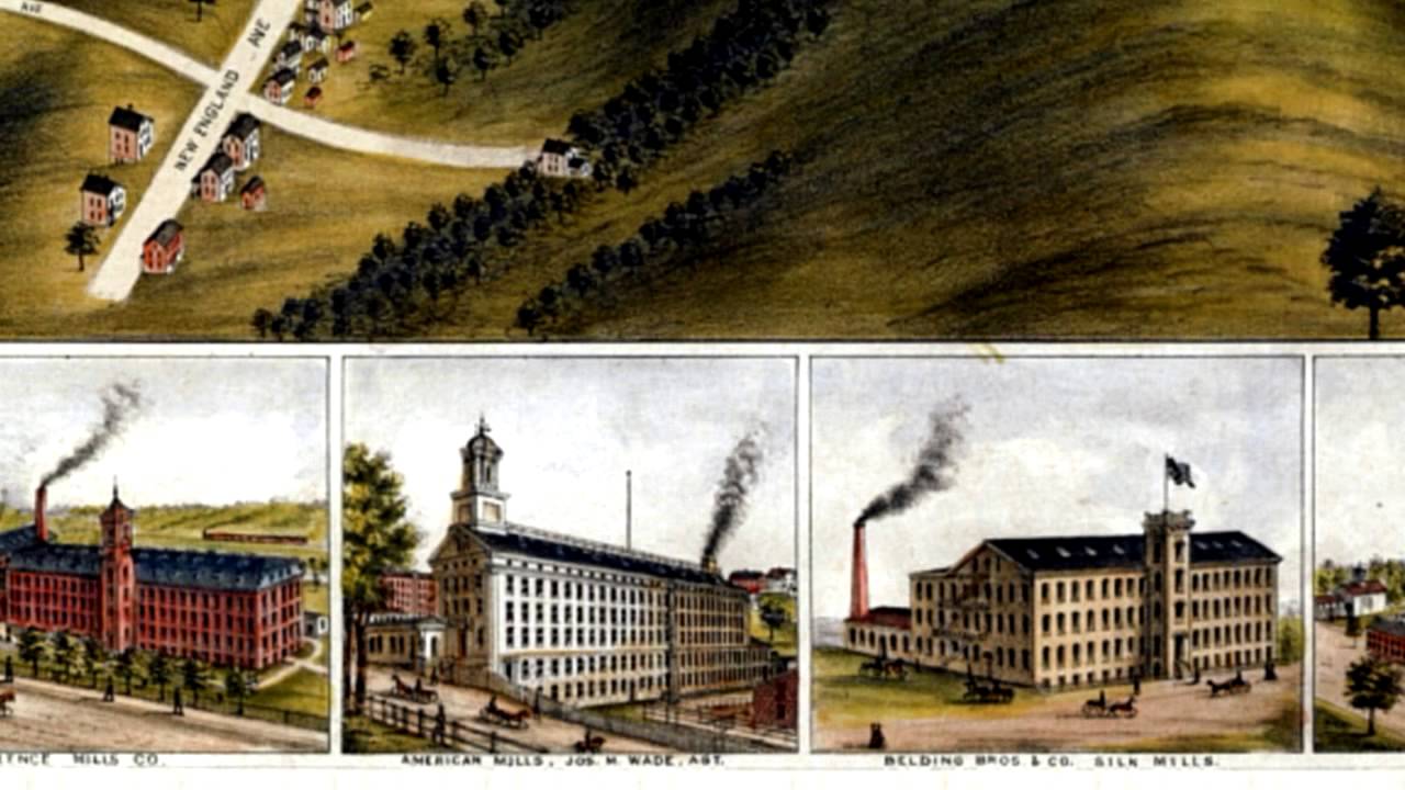 Rockville Connecticut 1877 Panoramic Bird's Eye View Map 7468 - YouTube