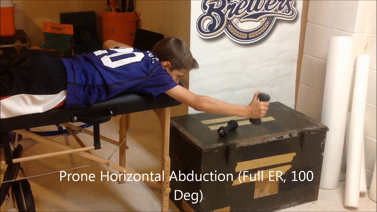 Prone Horizontal Abduction Full ER 100 Deg - YouTube