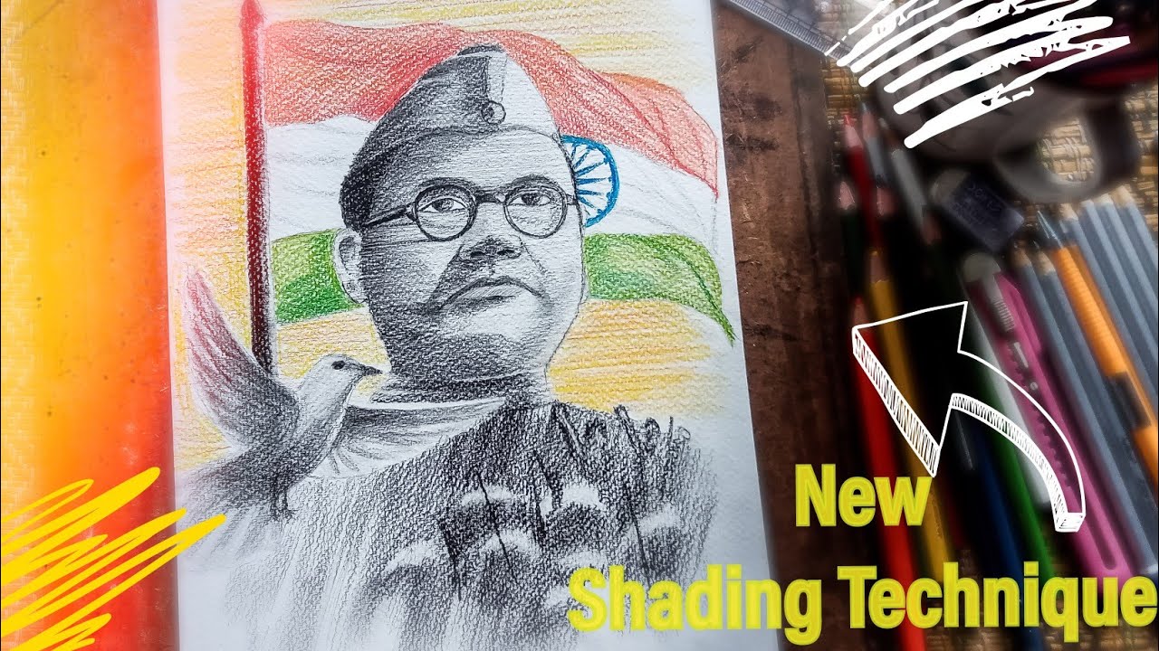 Draw with me; Netaji Subhash Chandra Bose drawing, New Shading ...