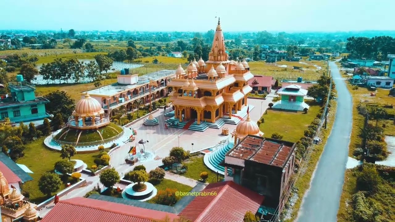 Drone video : Shree Krishna Parnami Mandir Dharma Dham Jirauna , Tandi ...