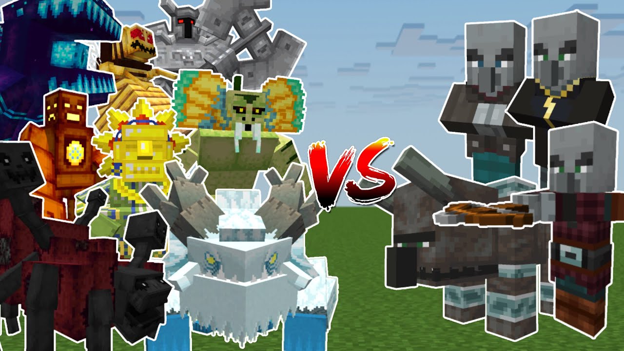 MOWZIE'S MOBS & ASTEMIR'S FORESTCRAFT BOSSES vs ILLAGER MOBS TEAM ...