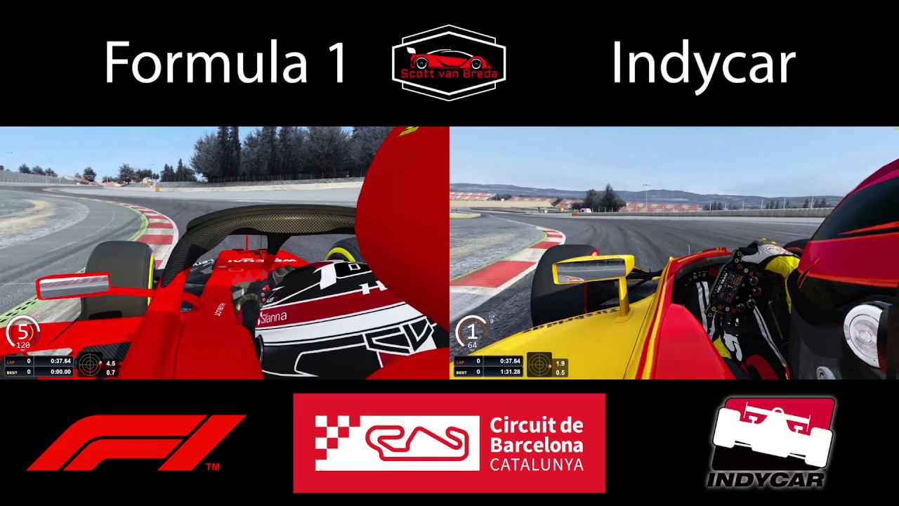 Formula 1 VS Indycar | Side by Side Comparison at Catalunya | Assetto ...