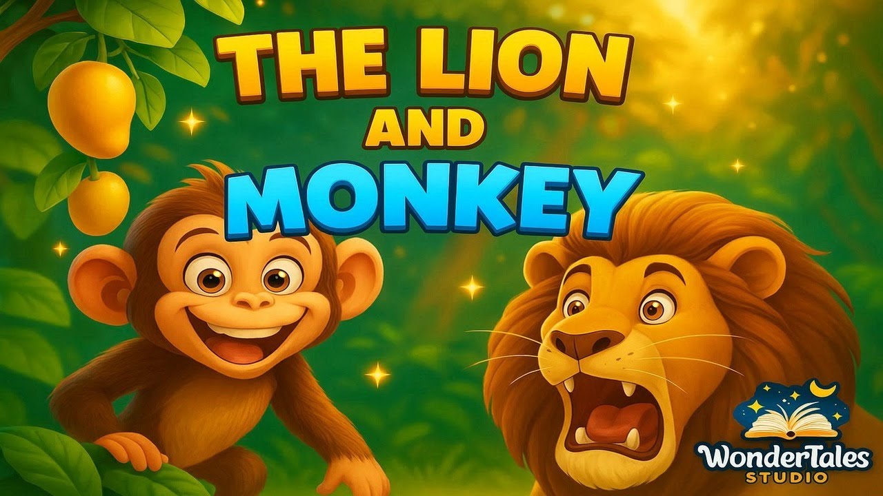 The Lion and the Monkey 🍃 | Funny Jungle Story for Kids | English Moral ...