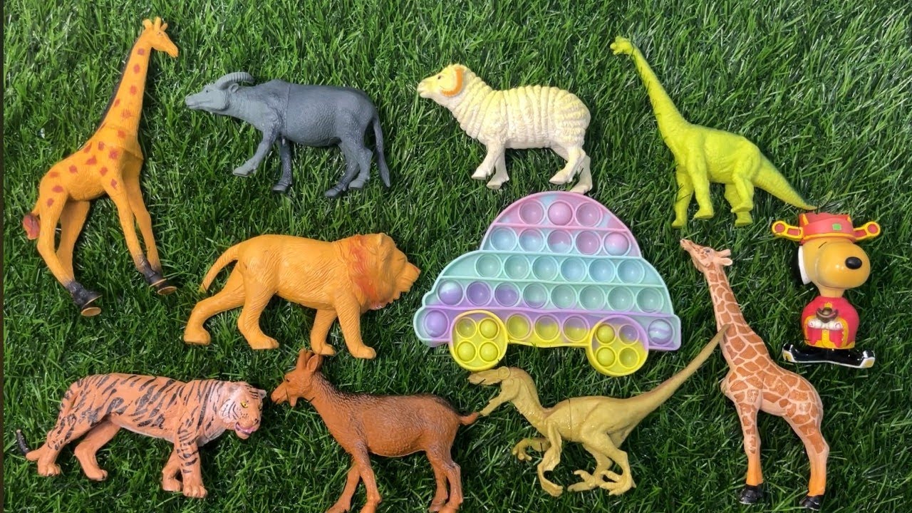 4 Minutes satisfying with unboxing toys magic box giraffe buffalo cow ...
