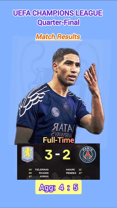 UCL 2024-25 LEG 2: ASTON VILLA 3 - 2 PSG, So PSG Forward to SEMI-FINAL #shorts #mrcesoccer #ucl ...