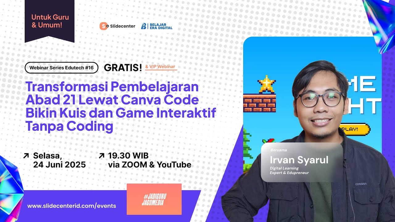 Webinar Edutech #16 - Pembelajaran Abad 21 Canva Code Bikin Kuis Game Interaktif Tanpa Coding ...