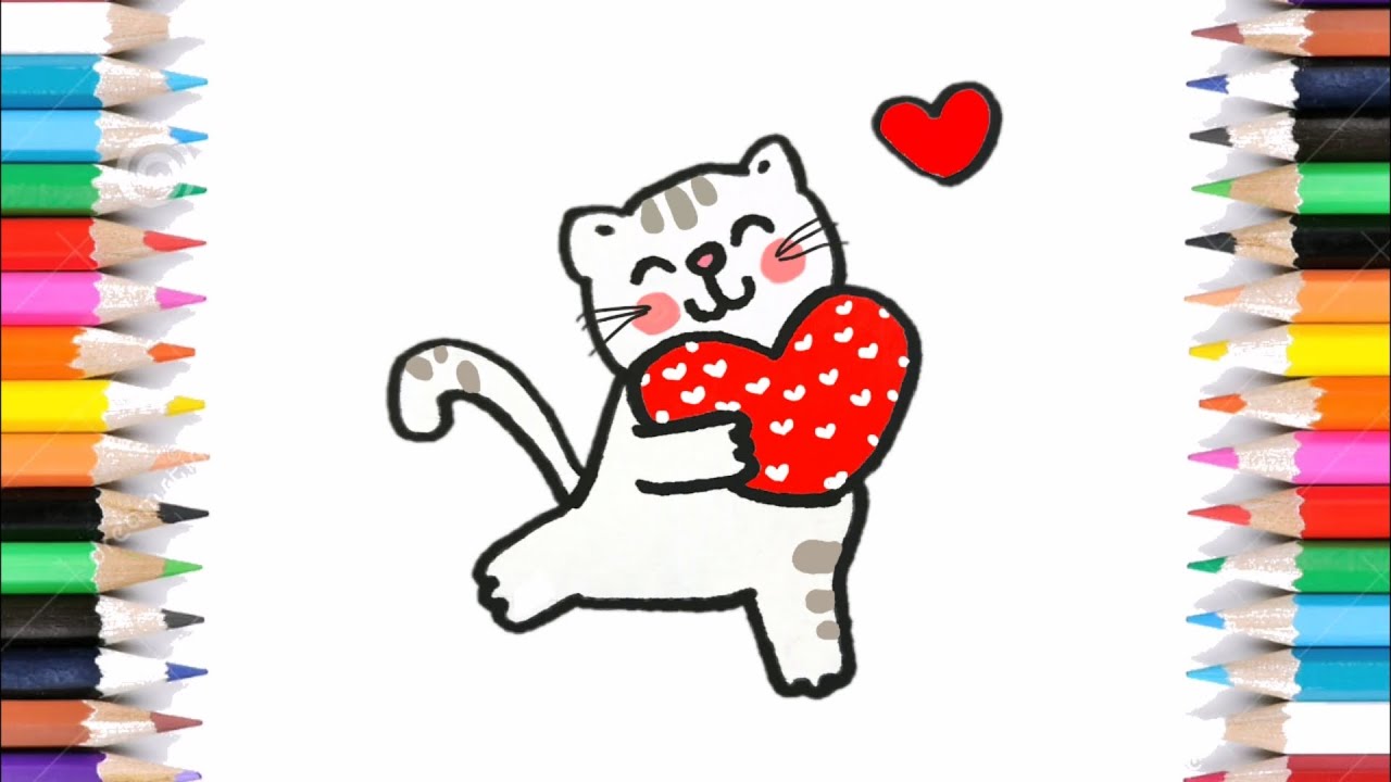 How to Draw a Cute Valentine Cat ♥️ - Simple and Easy Drawing [Step-by ...