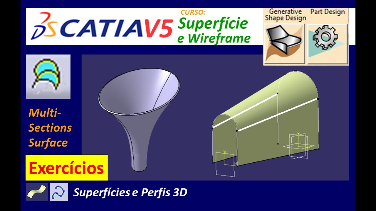 CATIA V5 SW 14 Multi Sections Exercícios - YouTube