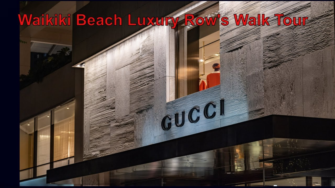 Walking tour of the Luxury row in Waikiki Beach Kalakaua Avenue ...