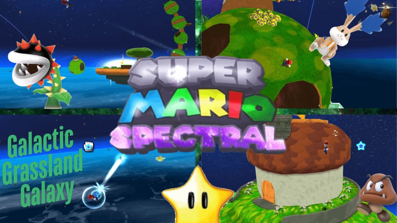 [Super Mario Spectral V1.6] Galactic Grassland Galaxy | Dino Piranha's ...