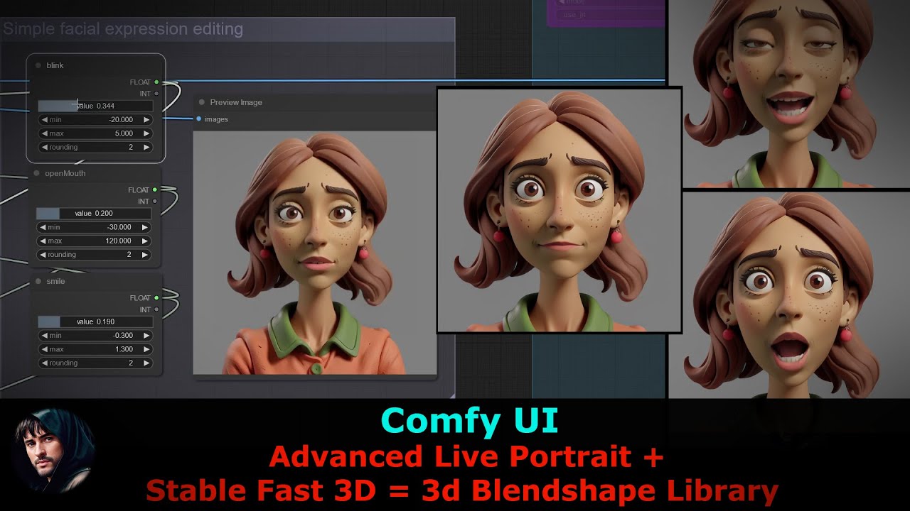 Comfy UI + Advanced Live Portrait + Stable Fast 3D = 3d Blendshape Library - YouTube