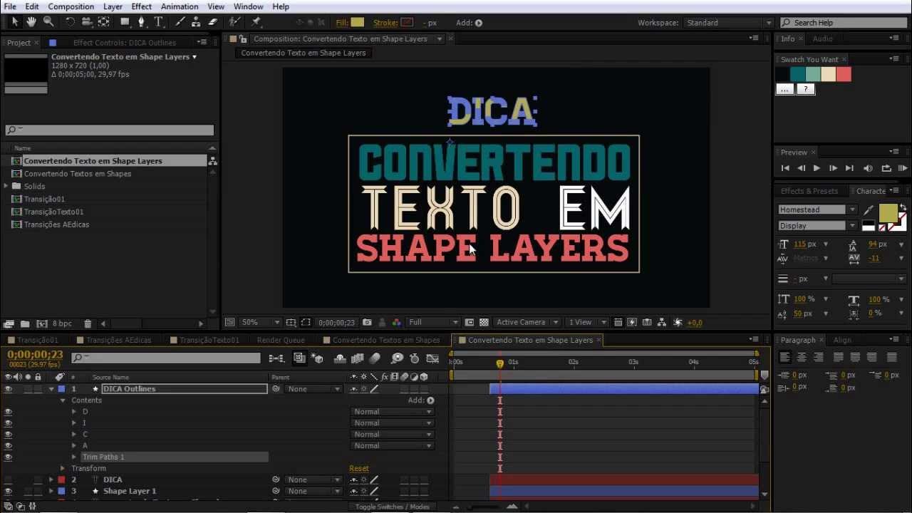[Dica Rápida] After Effects - Como converter Texto em Shape Layers ...