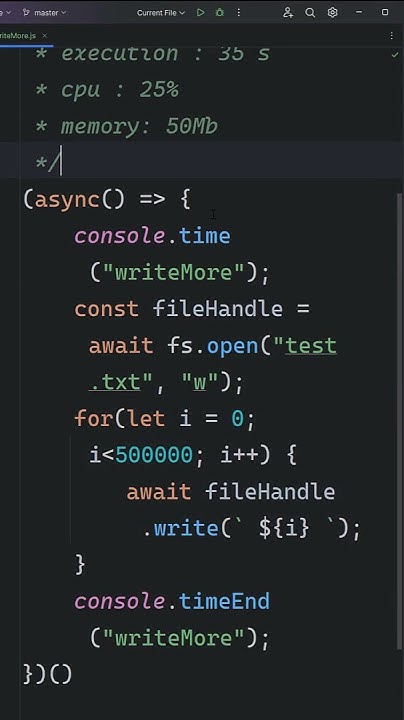 Check the execution time and benchmark of the Nodejs File system - YouTube