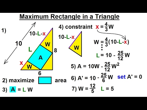 Calculus 1: Max-Min Problems (17 of 30) Maximum Rectangle in a Triangle - YouTube