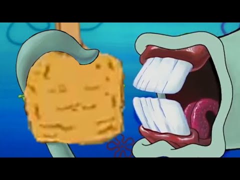 Squidward tries a king size ultra krabby supreme with the works double ...