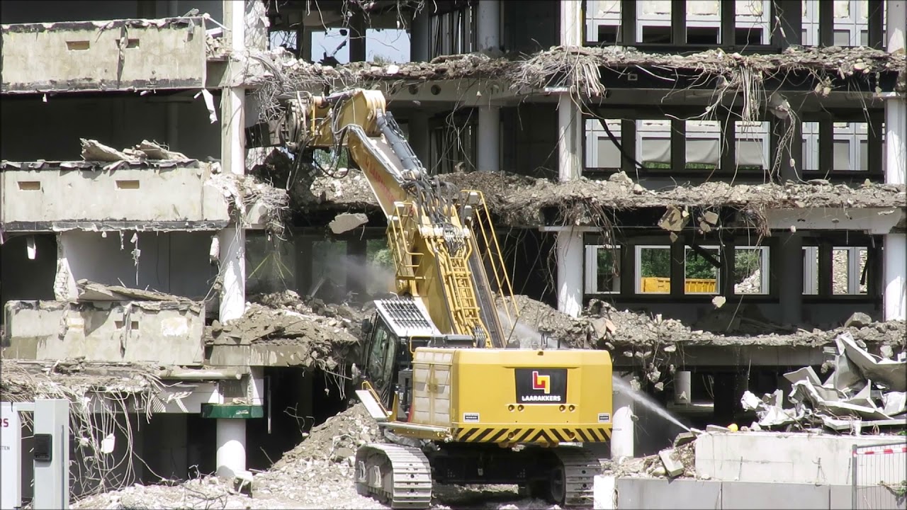 Excavator CAT 374 F UHD - demolition site - YouTube