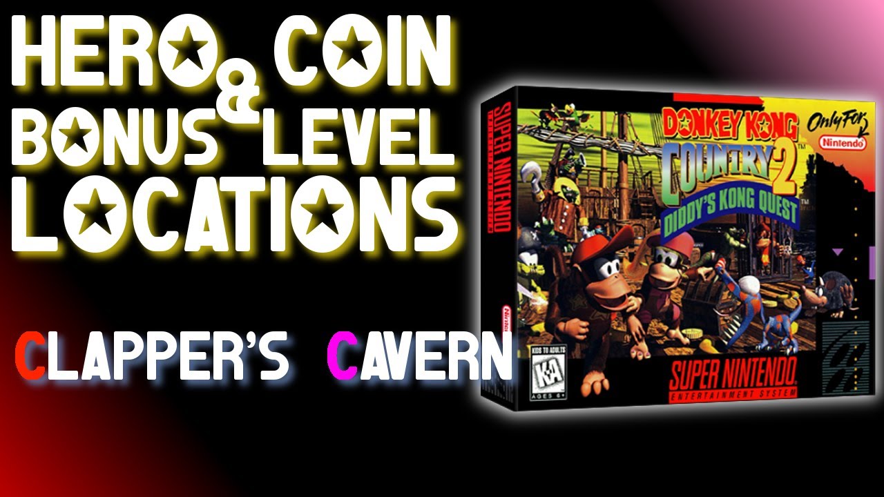 Donkey Kong Country 2 - Clapper’s Cavern - DK (Hero) Coin & Bonus Level Locations - YouTube